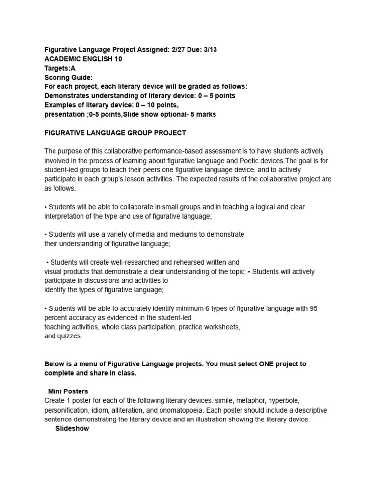 Project Figurative Language | PDF | Poetry | Metaphor