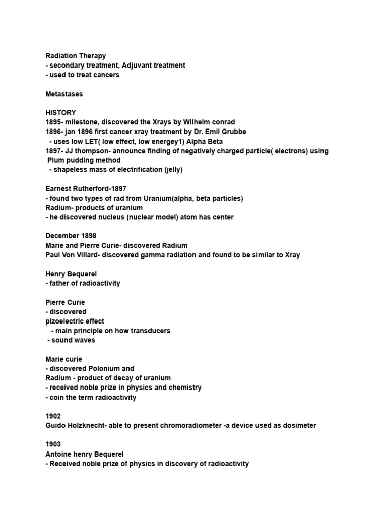 Radiation Therapy Notes-1 | PDF | Cancer | Radiation Therapy