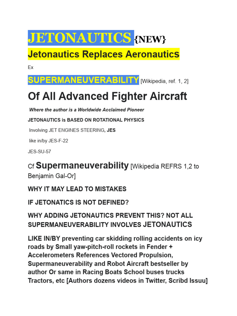 Jetonautics Is A New Science-Tech, Replacing Aerodynamics in Advanced ...