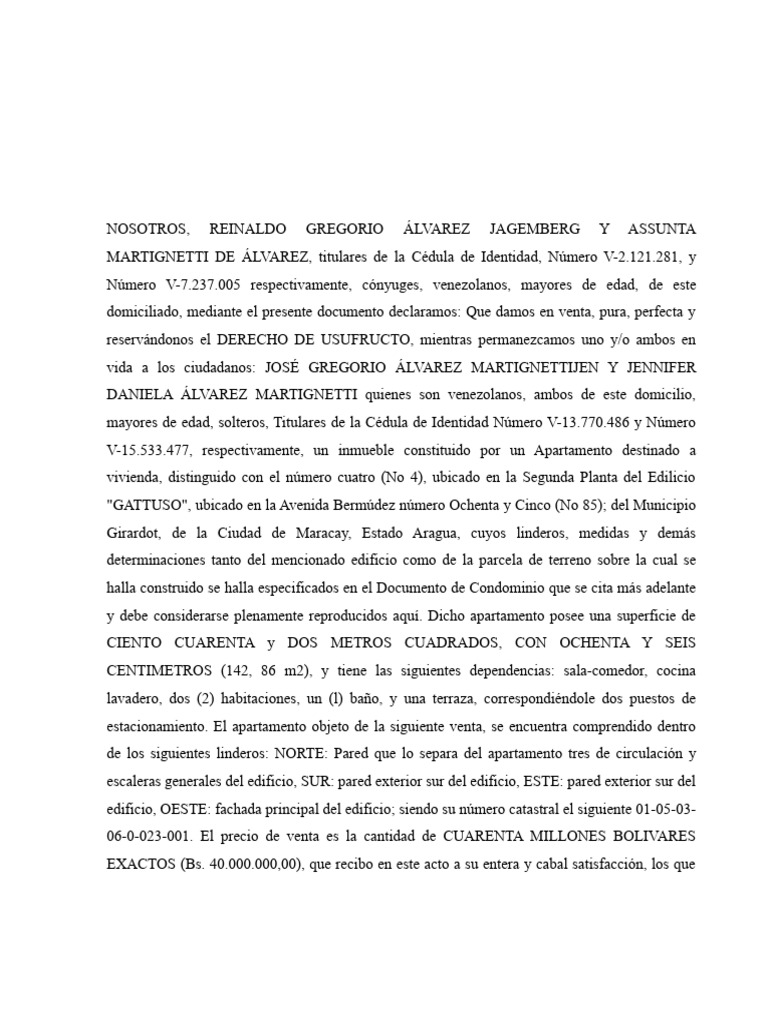 Modelo de Venta Con Usufructo | PDF