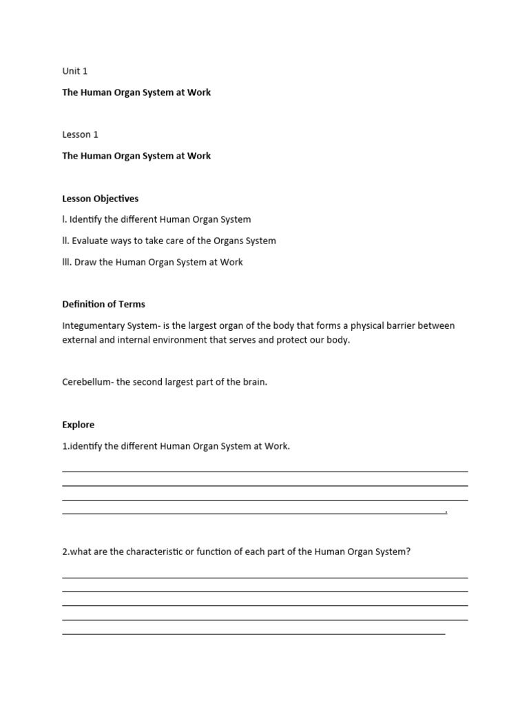 The Human Organ System at Work | PDF | Human Body | Gastrointestinal Tract