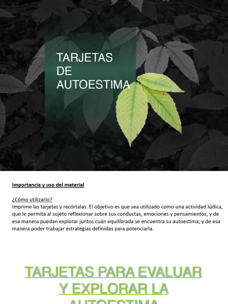 TARJETAS_AUTOESTIMA | Descargar gratis PDF | Autoestima | Sicología