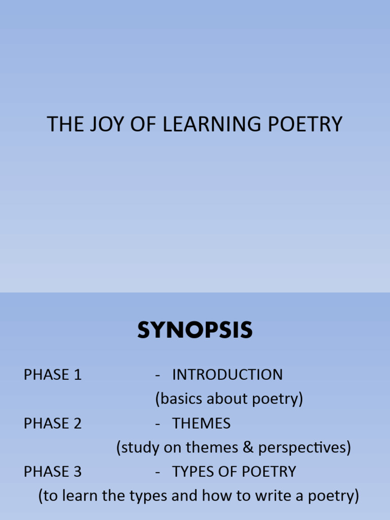 The Joy of Learning Poetry | PDF | Poetry | Rhyme