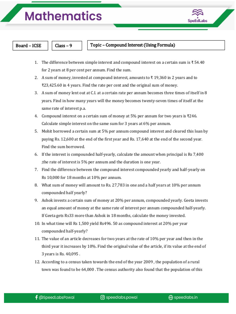 Compound Interest Using Formula | PDF | Interest | Compound Interest