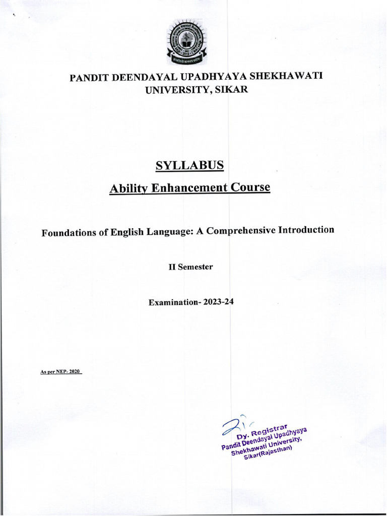 Ability Enhancement Course (English Language) - 0001 | PDF