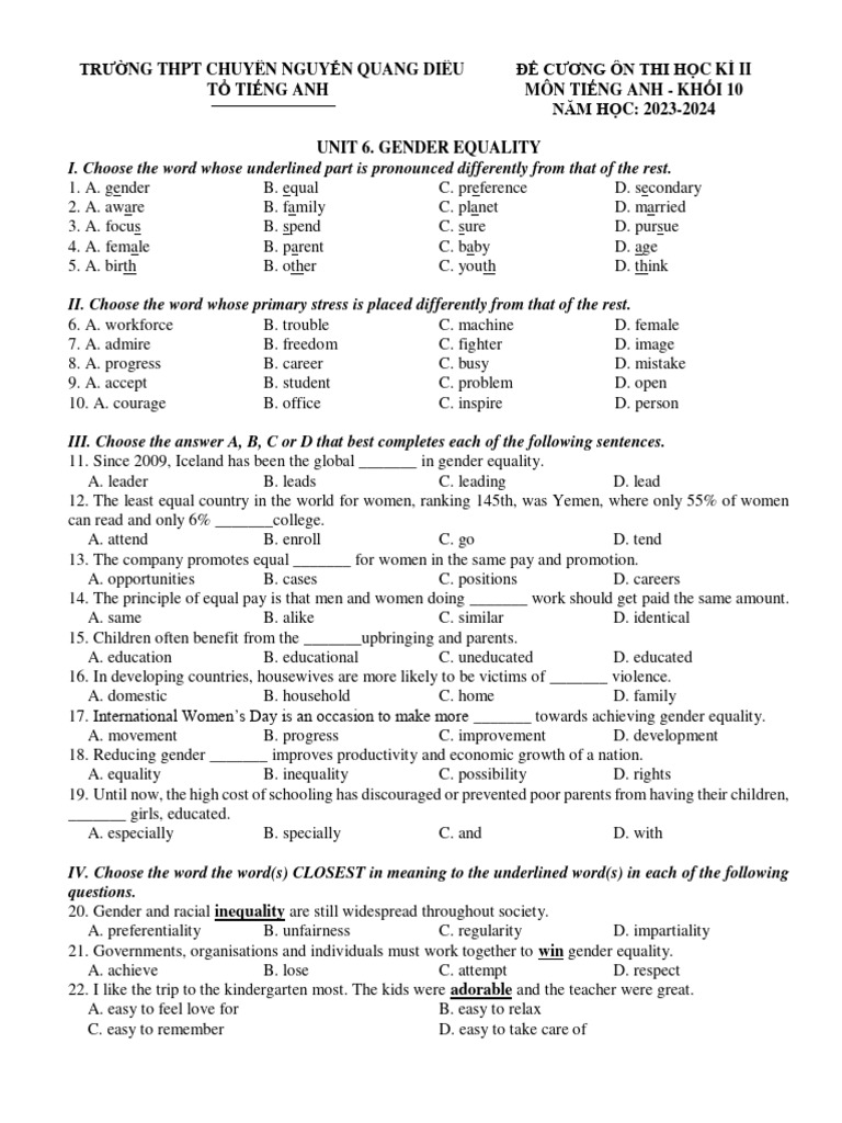 ĐỀ CƯƠNG ÔN THI HK2 K10 - TEST | PDF | Air Pollution | Pollution