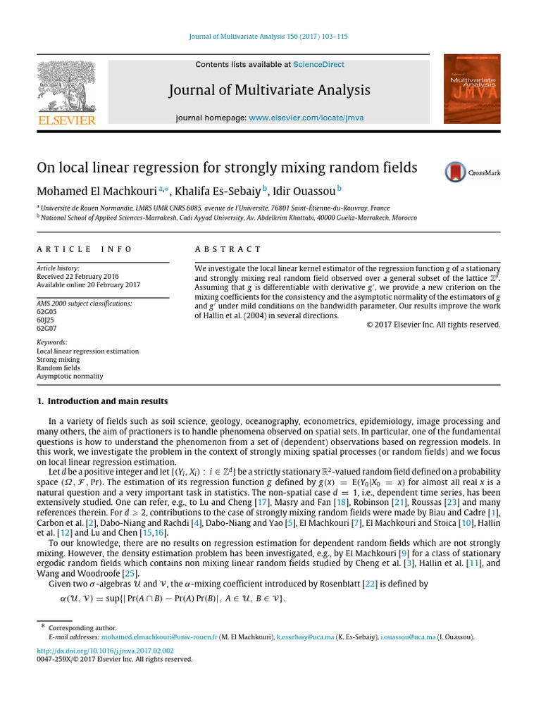 Elmachkouri 2017 | PDF | Regression Analysis | Linear Regression