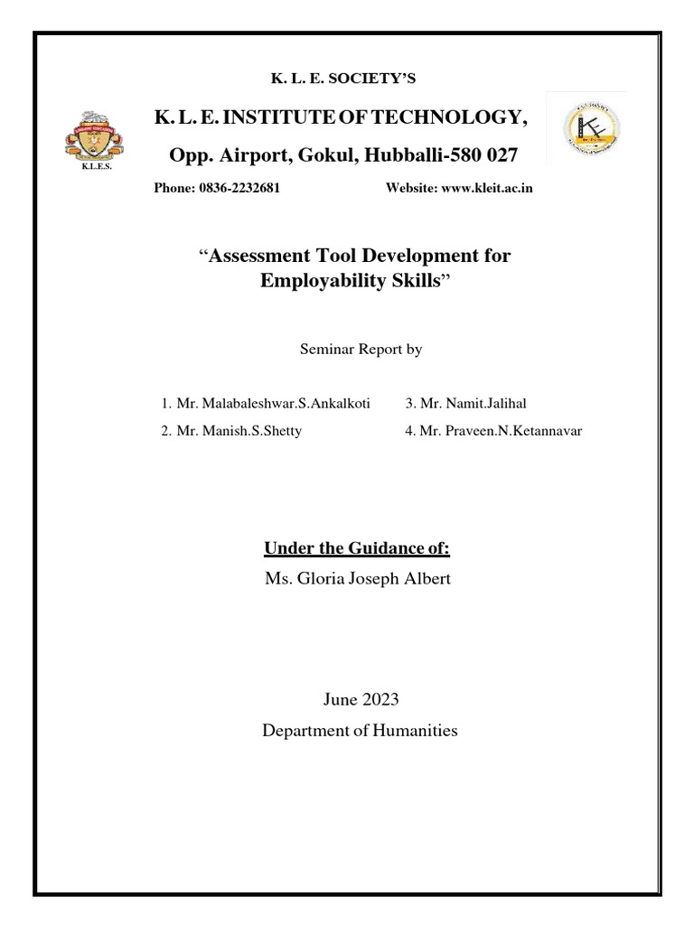 (F) Assessment Tools Development for Employability Skills CORRECTED (1) (1) | Download Free PDF ...