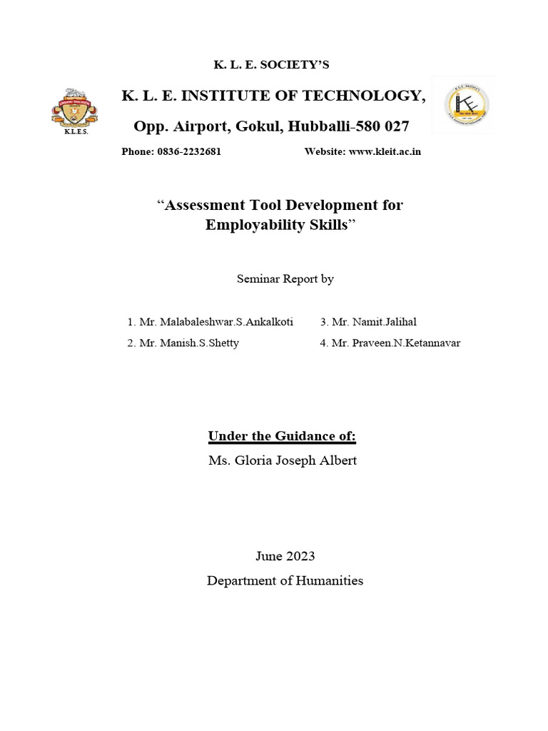 (F) Assessment Tools Development For Employability Skills CORRECTED ... (F) Assessment Tools Development For Employability Skills CORRECTED ...
