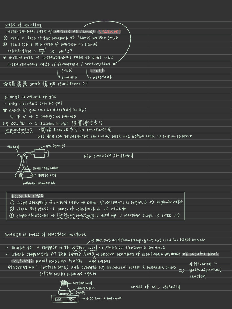 Rate of Reaction Notes | PDF | Chemistry | Physical Sciences