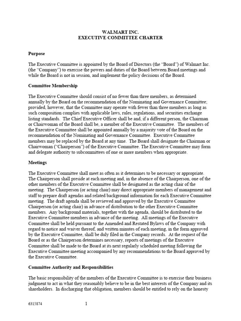 Executive Committee Charter | PDF | Committee | Justice