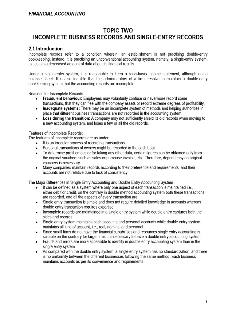 _Incomplete_Records (1) | PDF | Debits And Credits | Financial Accounting