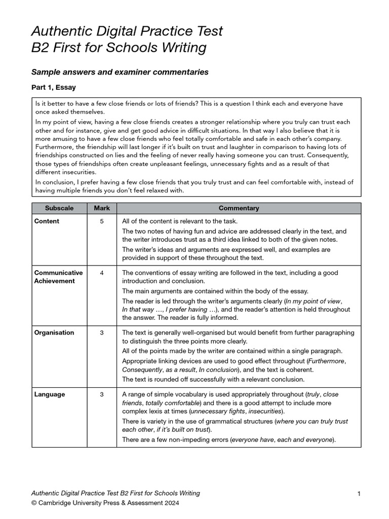 B2 First for Schools Writing Guide | PDF | Essays | Argument