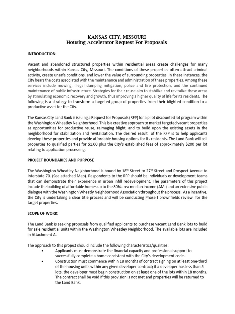 Accelerated Homes RFP | PDF | City | Economies