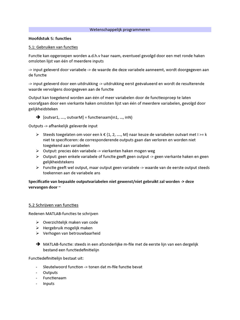 Wetenschappelijk Programmeren Hoofdstuk 5 Samenvatting | PDF
