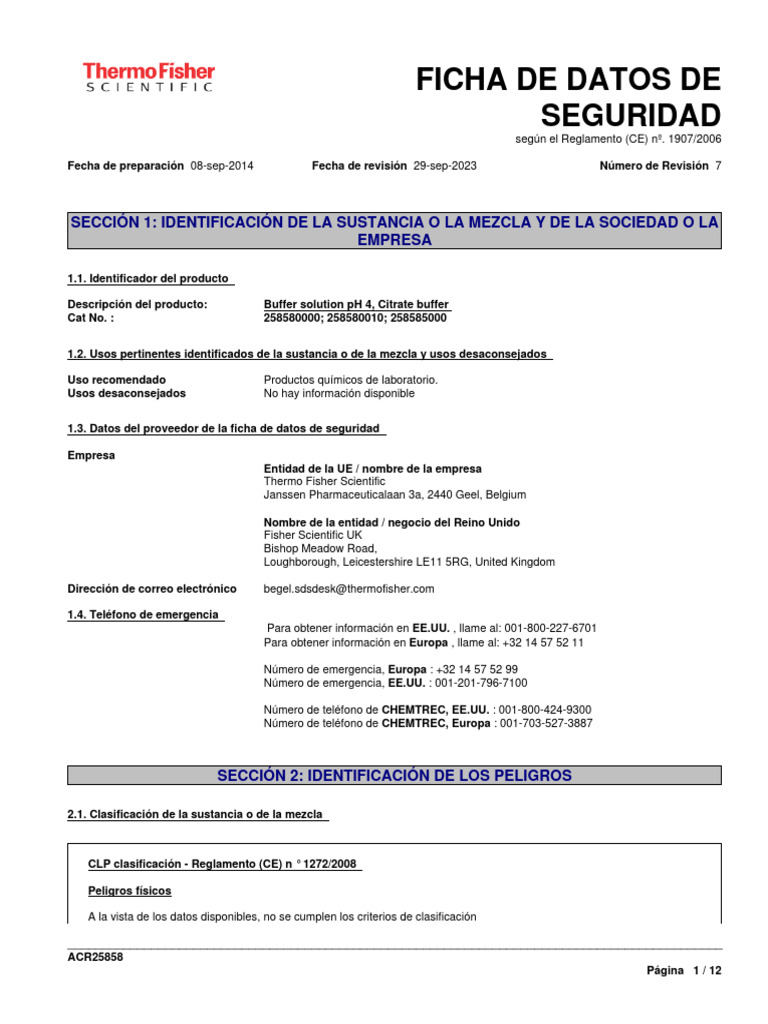 PH 4 Buffer Solution | PDF | Agua | Residuos