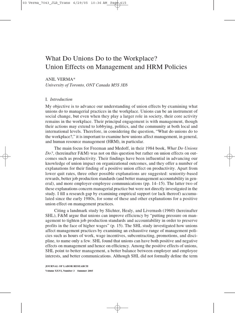 What Do Unions Do To The Workplace | PDF | Employment | Labour Economics