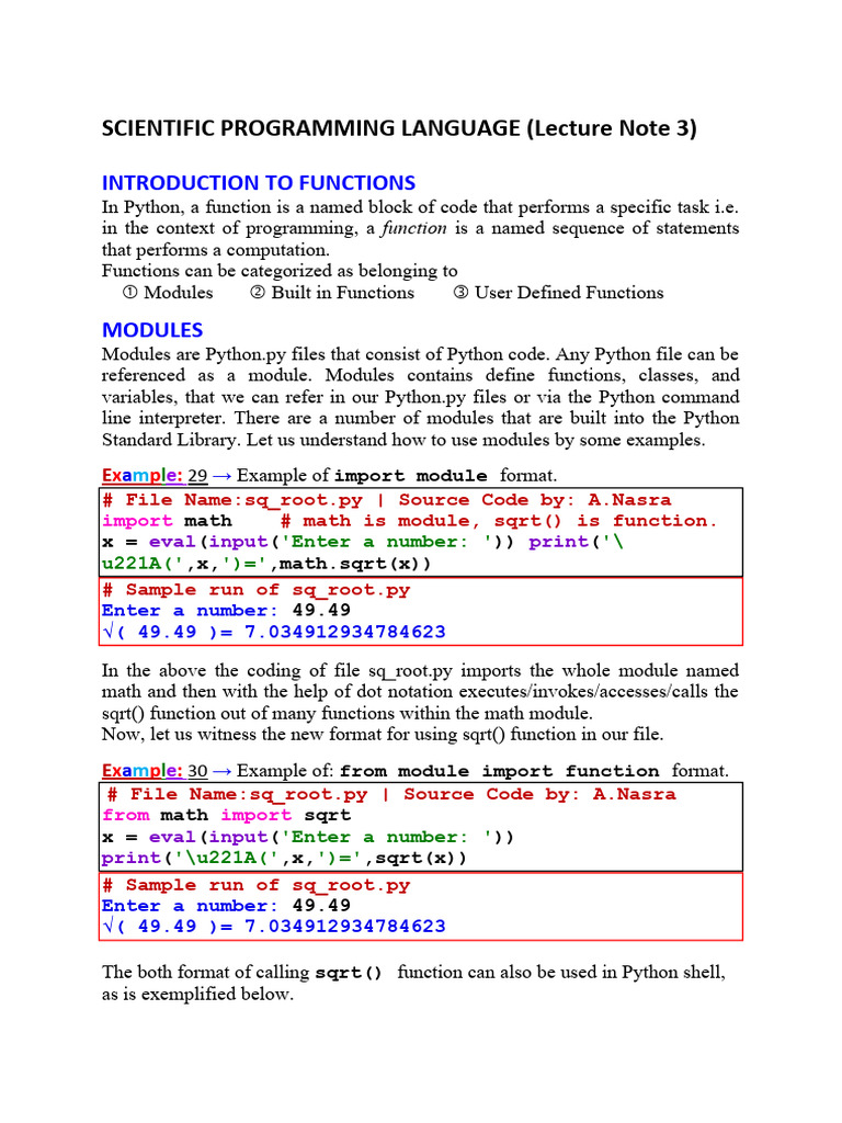 Note 3 (Scientific Programming Language) - 1 | PDF | Algorithms | Trigonometric Functions