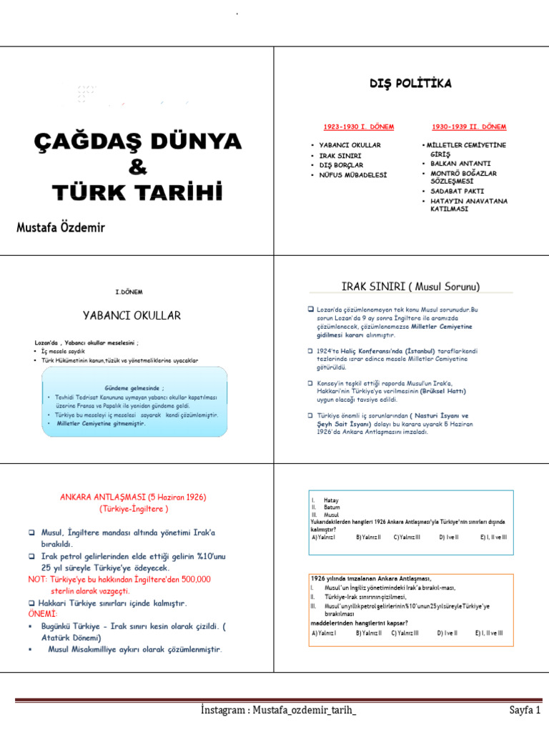 Cagdas Turk Tarihi Notlari | PDF Cagdas Turk Tarihi Notlari | PDF