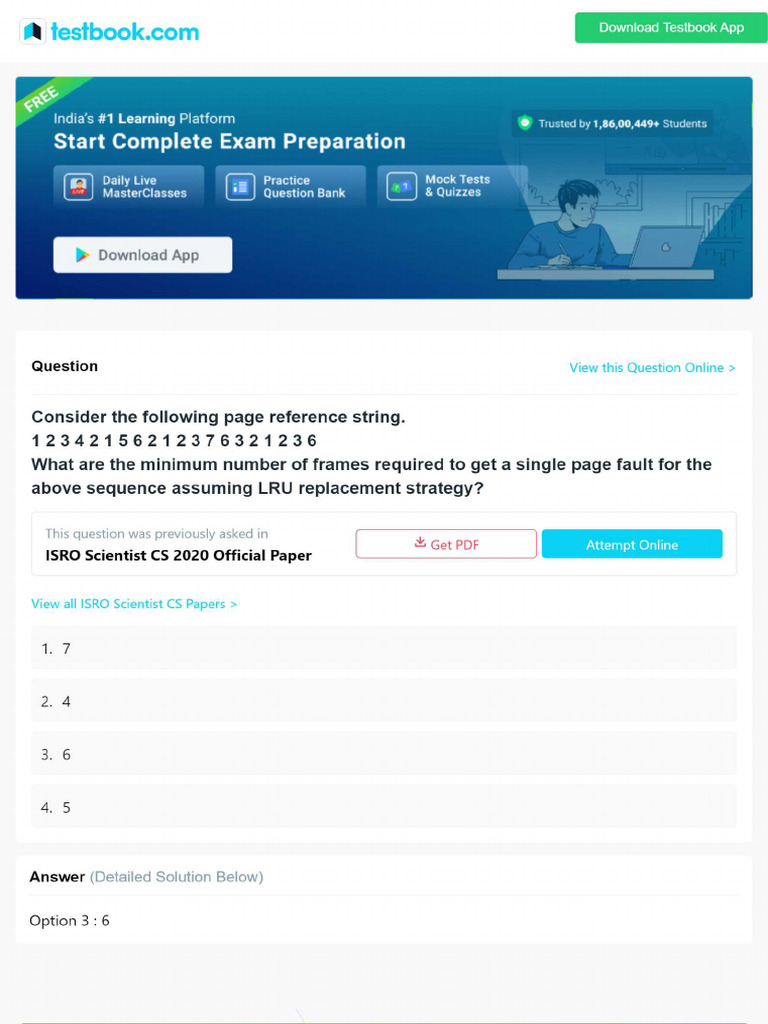 Consider The Following Page Reference String 1 2 ...