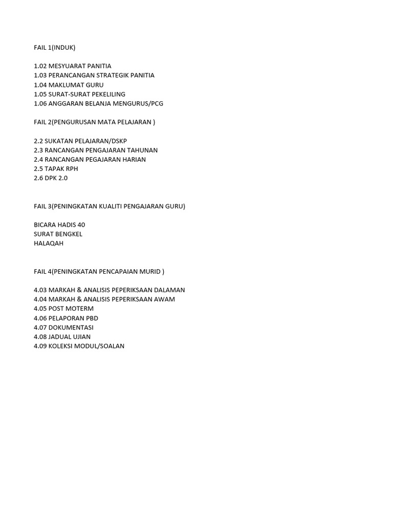 Pengurusan Fail Panitia 2024 | PDF