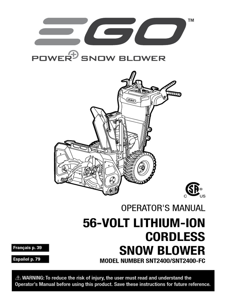 Ego Snowblower Manual | PDF | Safety | Battery Charger