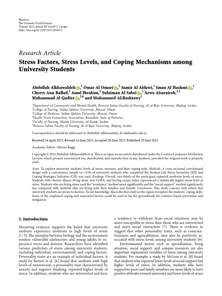 Stress Factors Stress Levels and Coping Mechanisms | PDF | Social ...
