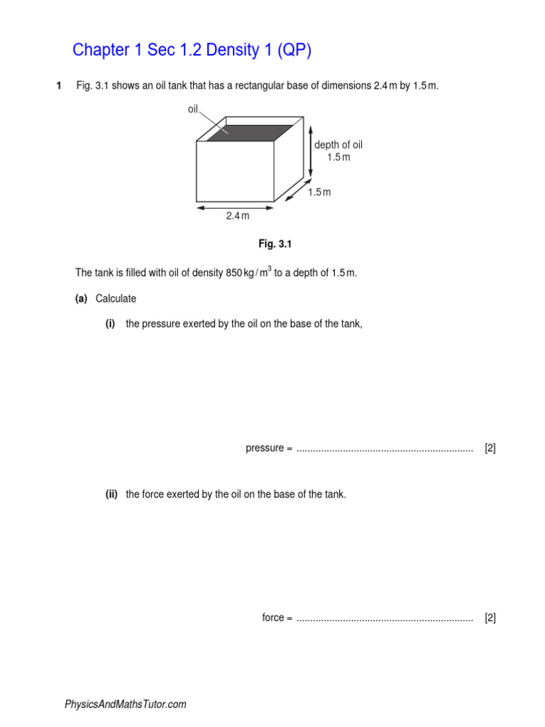 Chapter 1 Sec 1 2 Density 1 QP | Download Free PDF | Density | Volume