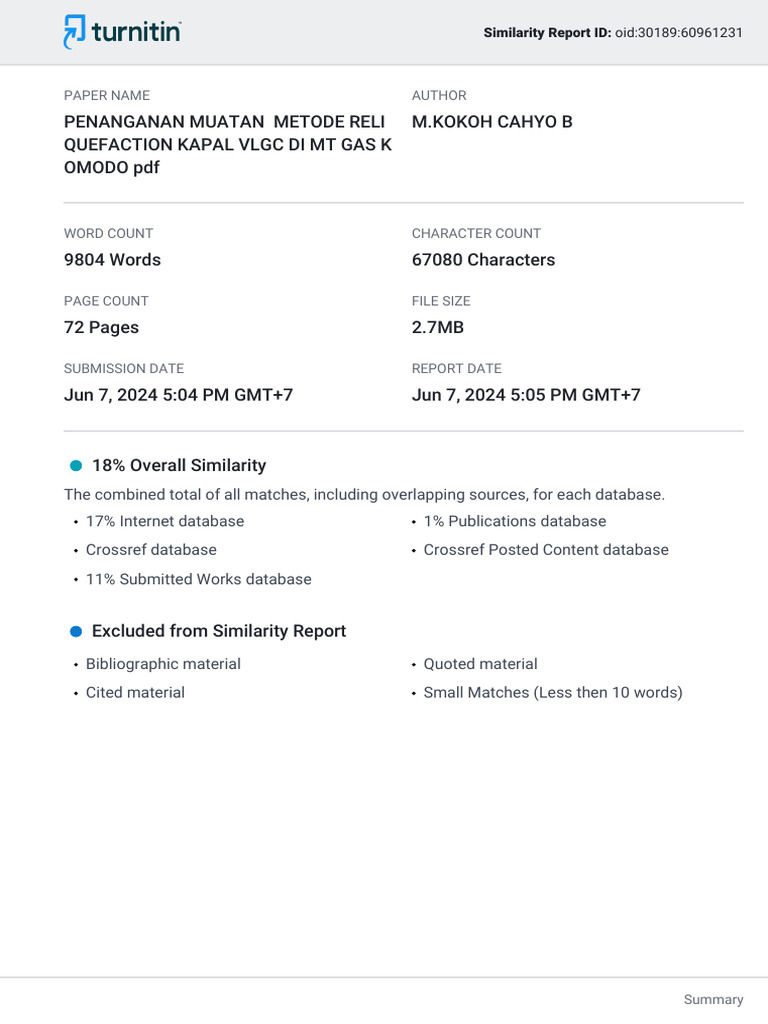 Penanganan Muatan Metode Reliquefaction Kapal VLGC Di MT Gas Komodo PDF | PDF