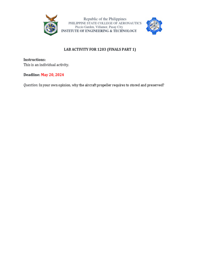 Amt 1203 Finals Lab Activity 1 | PDF