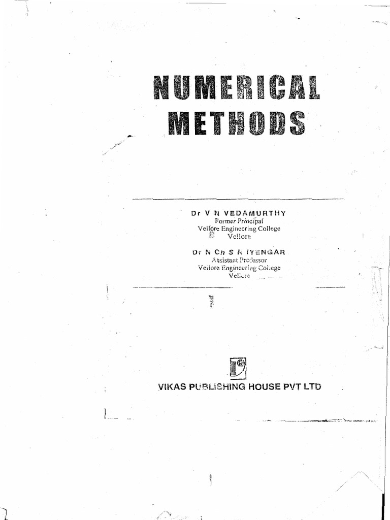 Numerical Methods by DR V N Vedamurthy | PDF