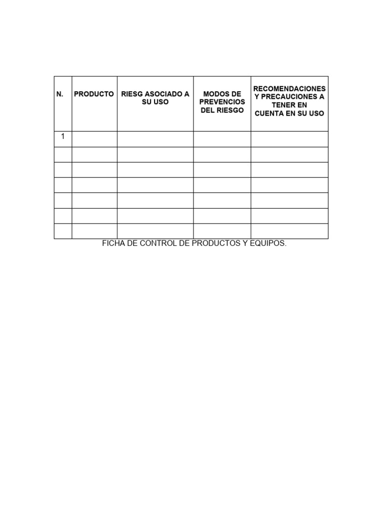 Ficha de Control de Productos y Equipos | PDF