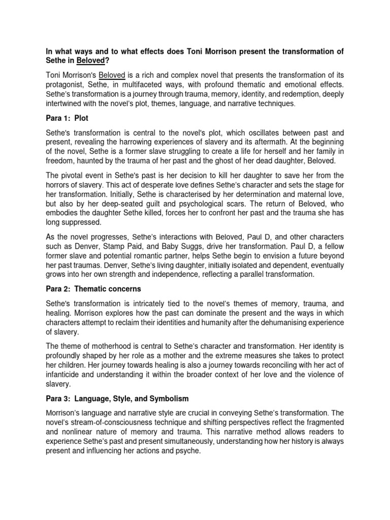 Sethe's Transformation in Beloved Explained | PDF