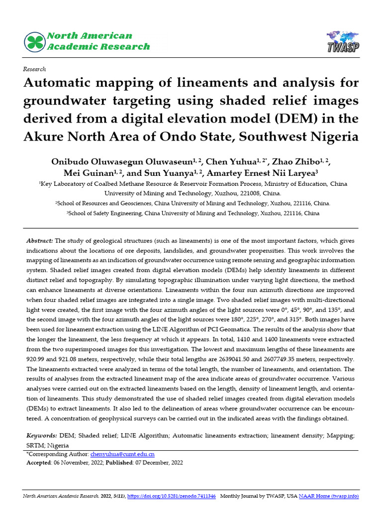 Automatic Mapping of Lineaments and Analysis | PDF | Topography | Earth Sciences