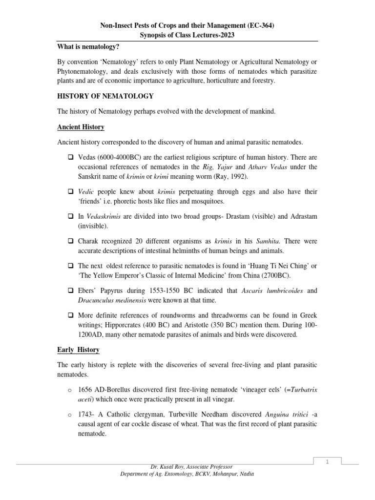 Non Insect Pests of Crops Synoptic Outline K Roy 29-5-23 | PDF ...
