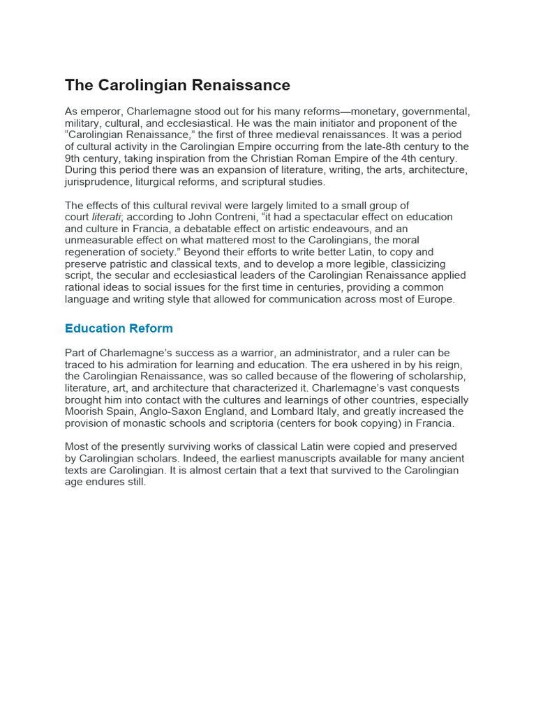 The Carolingian Renaissance | PDF | Charlemagne