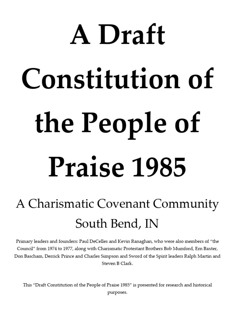 Draft Constitution of The People of Priase, S Bend, IN 1985 | PDF ...