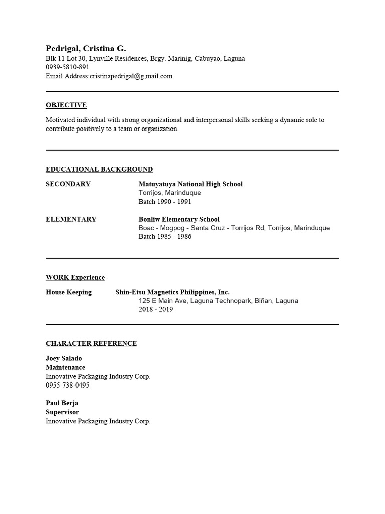 Cristina Resume 1 | PDF