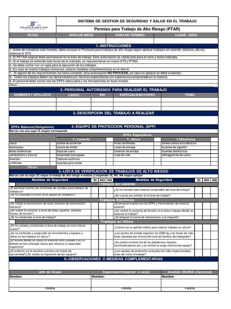 formato-permiso-para-trabajo-de-alto-riesgo | PDF