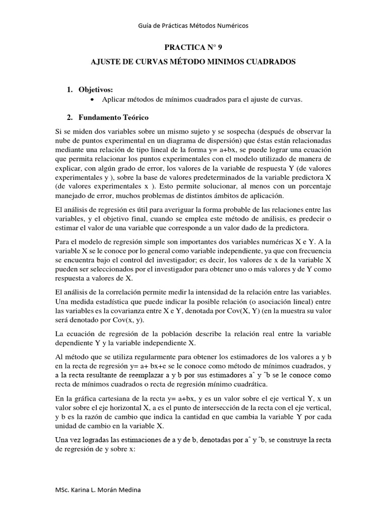 Ajuste de Curvas: Mínimos Cuadrados | PDF | Análisis de regresión ...