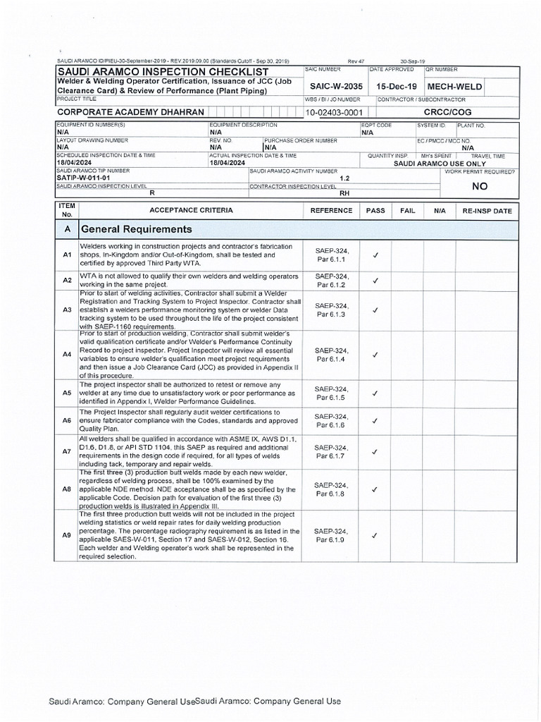Welder JCC | PDF