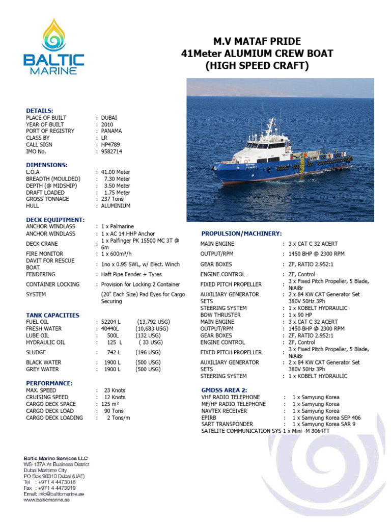 Baltic - Mataf Pride Details | PDF | Horsepower