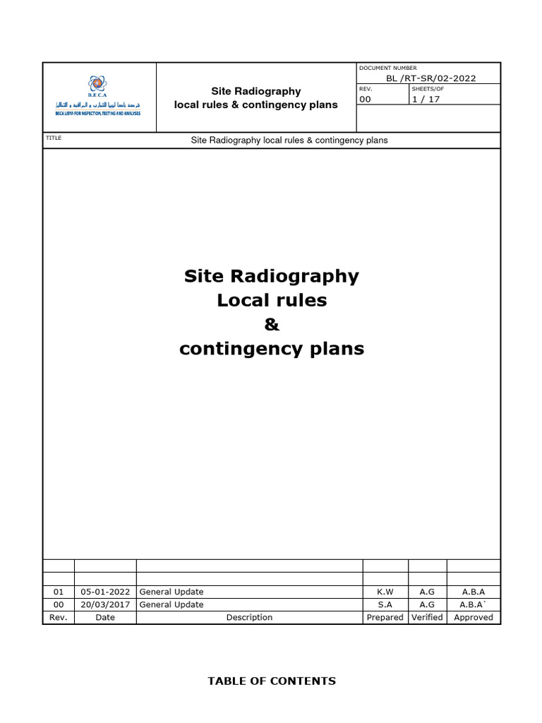 Site Radiography Rules & Contingency Plans | PDF | Radiography ...
