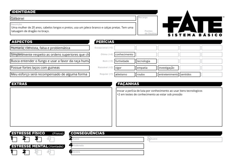 Ficha Editável FATE Básico | PDF