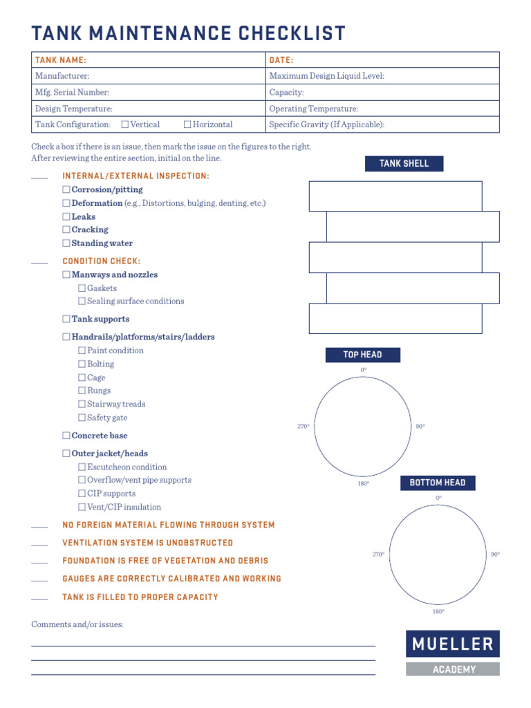 Tank Maintenance Checklist | PDF