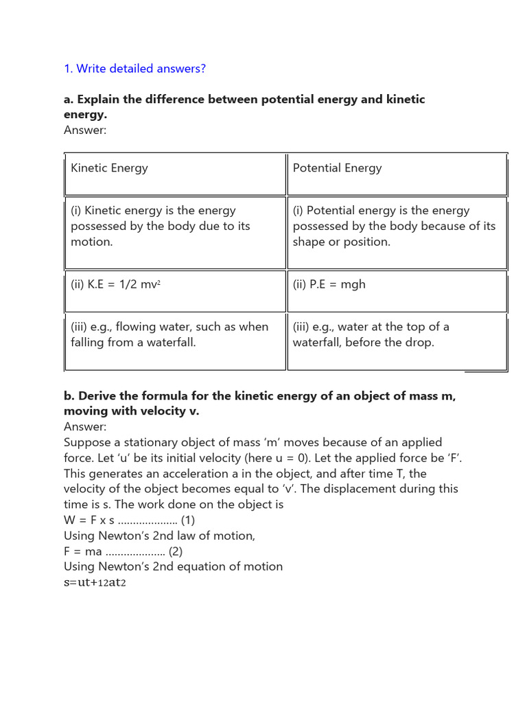 Work and Energy Notes | PDF | Kinetic Energy | Force