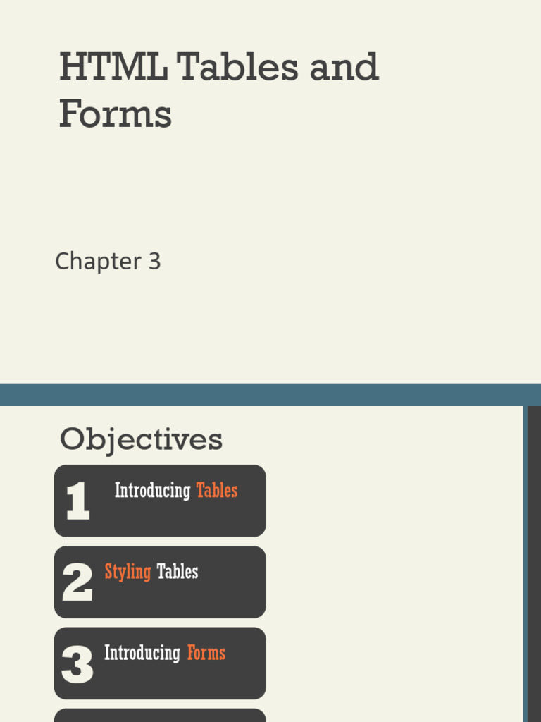 Chapter 3 - Table & Forms | PDF | Html Element | Computing