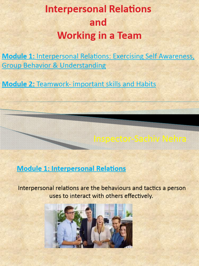 Interpersonal Relations & Working in A Team Best Slide | PDF ...