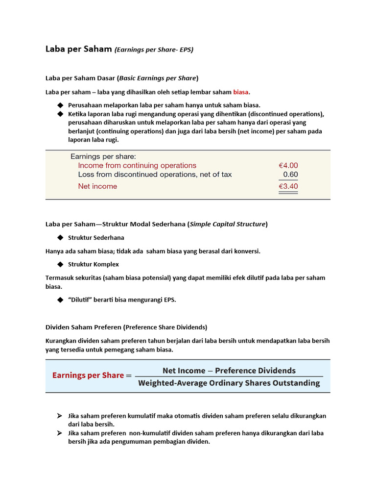 Laba Per Saham dan Struktur Modal | PDF