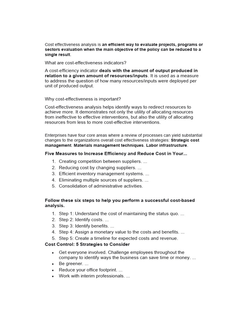 Cost Effectiveness Analysis | PDF | Predictive Analytics | Cost Effectiveness Analysis